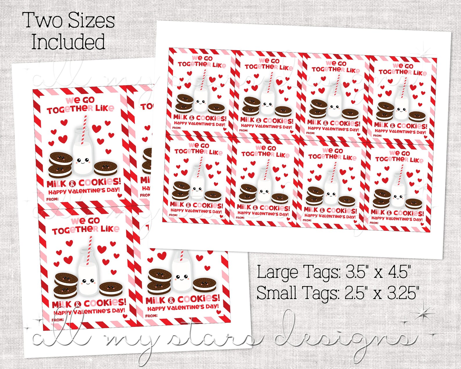 PRINTABLE We Go Together Like Milk & Cookies! Happy Valentine's Day ...