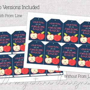PRINTABLE Valentine, You Are AWESOME-SAUCE Applesauce Pouch Tag Instant ...