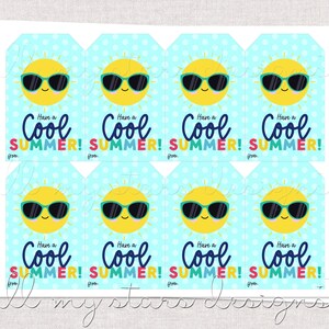 PRINTABLE Have a COOL Summer! Happy Sun Sunglasses Tag | Instant ...