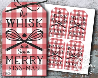 We Whisk You a Merry Kissmas Christmas Gift Favor Tag - Etsy