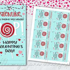 PRINTABLE Valentine, You Make My Heart POP! Lollipop Valentine Tag ...