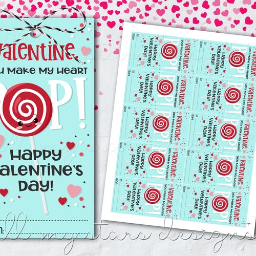 PRINTABLE Valentine's Day Gum Lollipop Tag Valentine You - Etsy