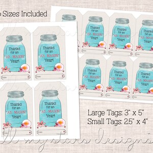 PRINTABLE Thanks for an "ah-mason" Year! Watercolor Blue Jar Tag ...