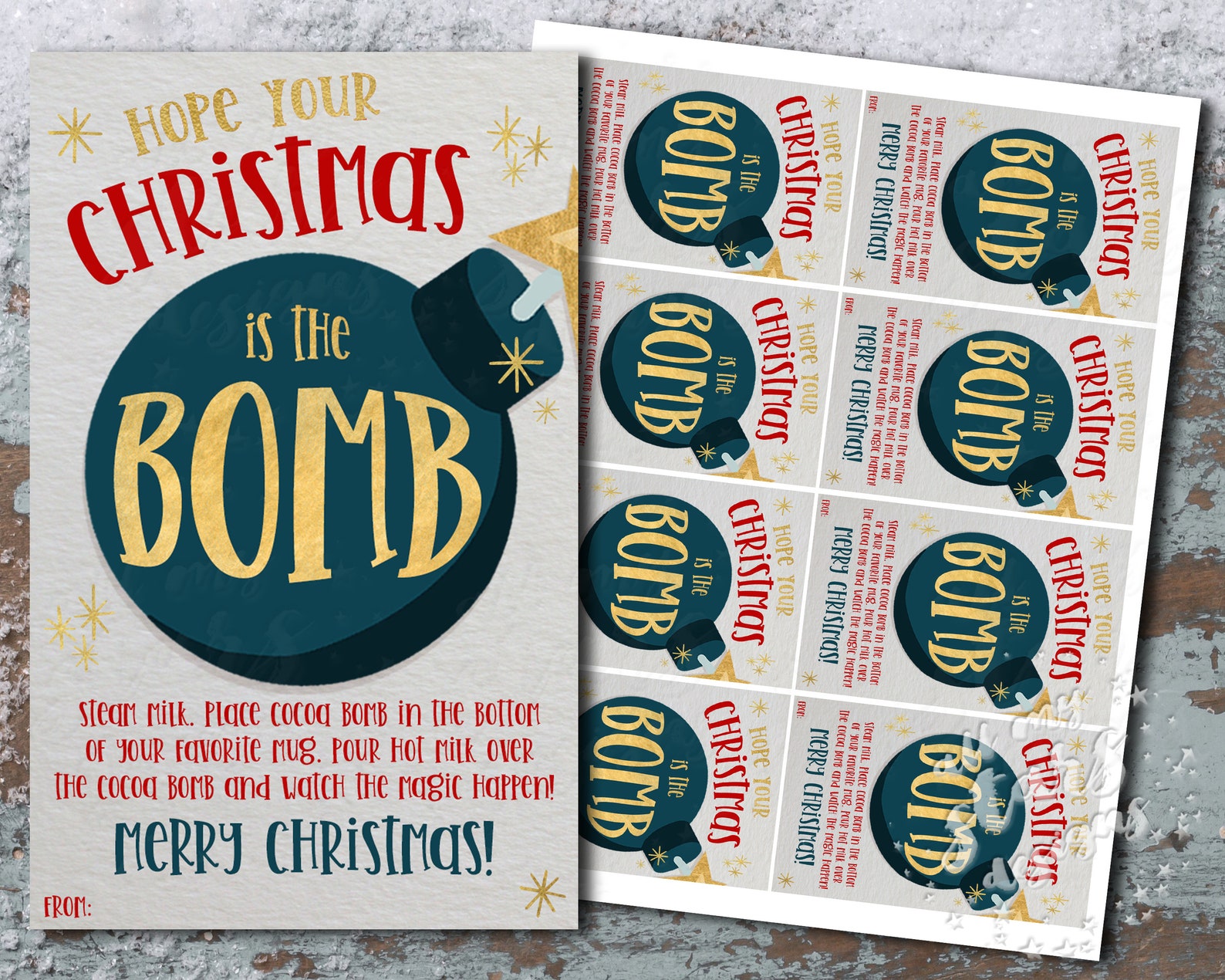 PRINTABLE Hope Your Christmas is the Bomb Merry Christmas - Etsy