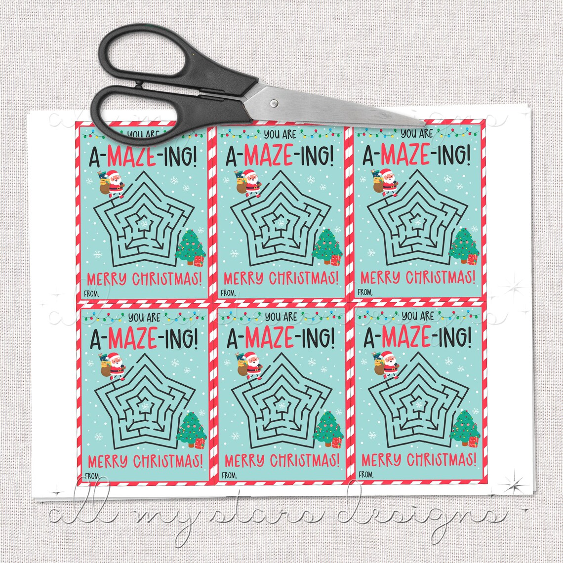 PRINTABLE You Are A-maze-ing! Merry Christmas! Game Card/tag | Instant ...