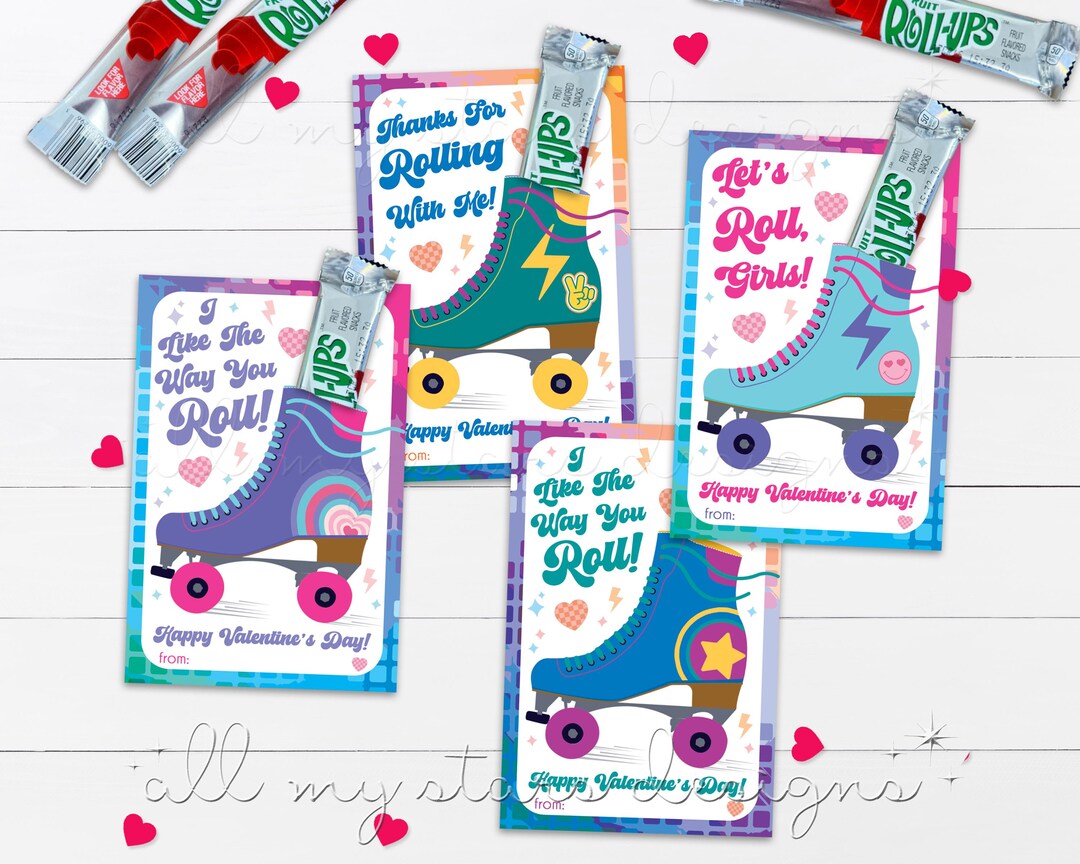 PRINTABLE Roller Skate Valentine Tag - Set of 4 | Instant Download | I ...