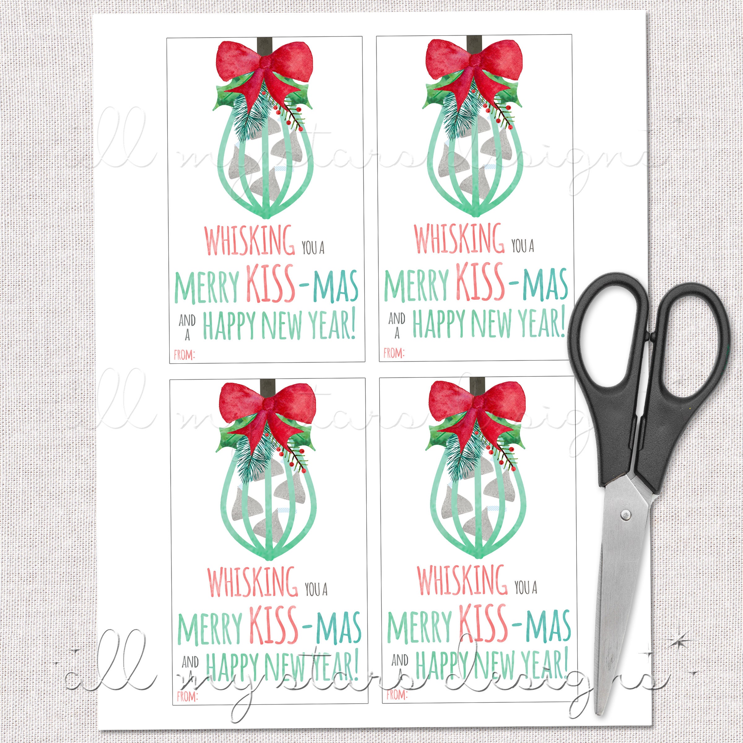 PRINTABLE WHISKING You a Merry Kiss-mas and a Happy New Year! Tag ...