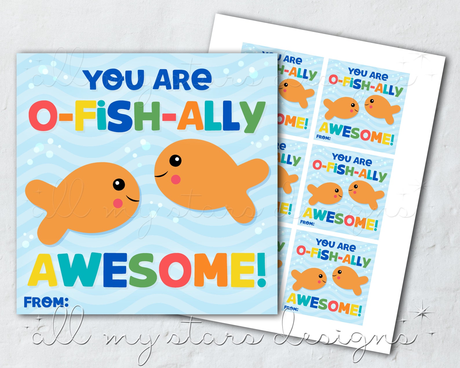 PRINTABLE You Are O-fish-ally AWESOME Tag Instant Download - Etsy