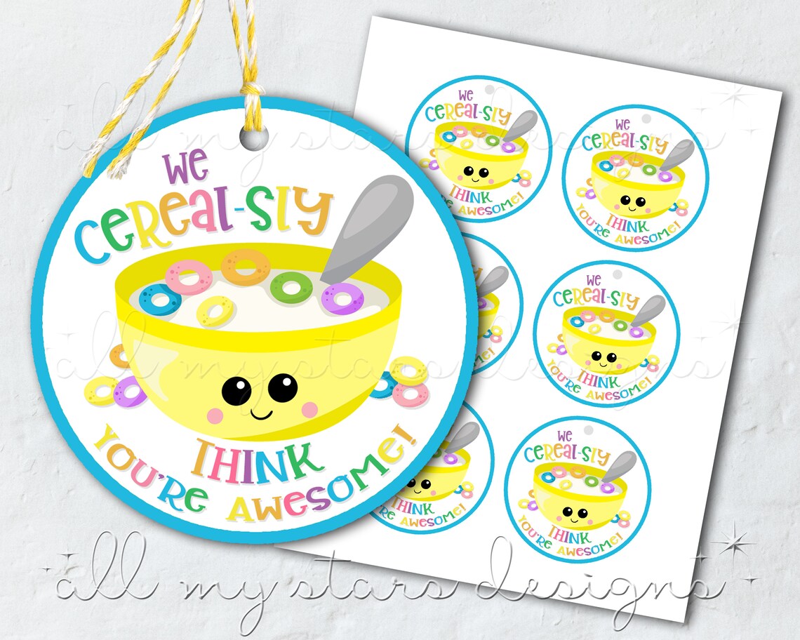 PRINTABLE We CEREAL-SLY Think You're Awesome Tag - Etsy