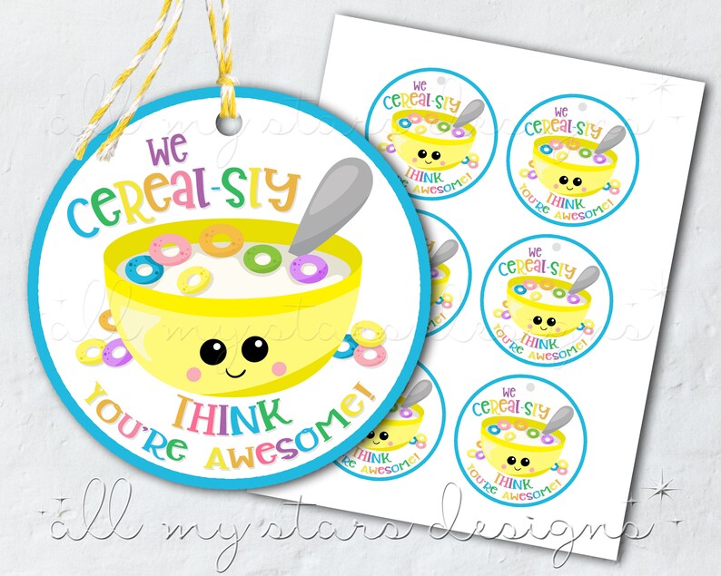 PRINTABLE We CEREAL-SLY Think You're Awesome Tag - Etsy