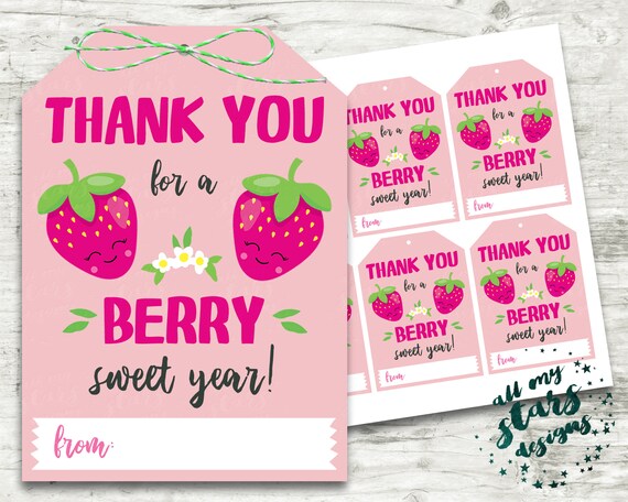 PRINTABLE Thank You for a BERRY Sweet Year Tag Instant | Etsy