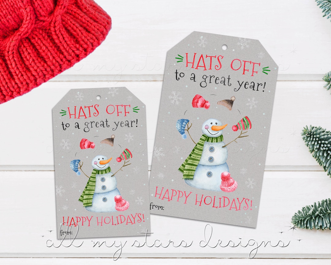 PRINTABLE HATS OFF to a Great Year! Happy Holidays! Tag | Instant ...