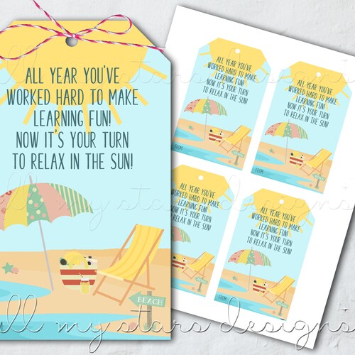 Teacher Appreciation Gift Tag Fun in the Sun Thank You Favor - Etsy