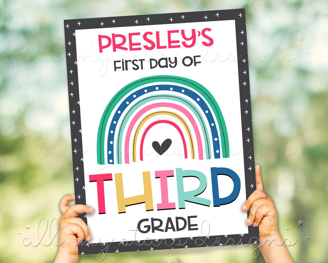 First Day of Third Grade Sign | Instant Download | Editable PDF | Cute ...