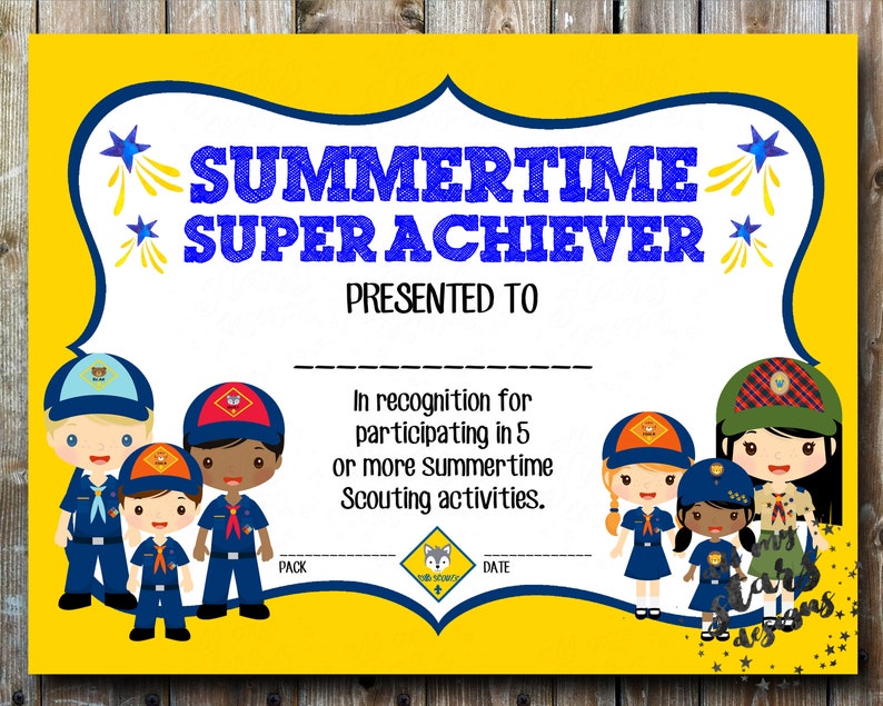 Summertime Super Achiever Cub Scout Summer Activity Award | Etsy