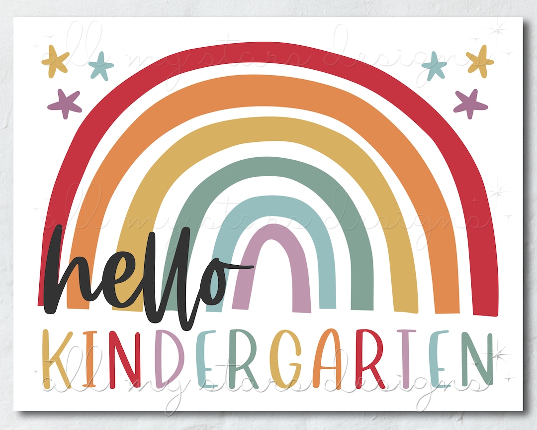 PRINTABLE Hello Kindergarten Rainbow Photo Sign | Instant Download ...