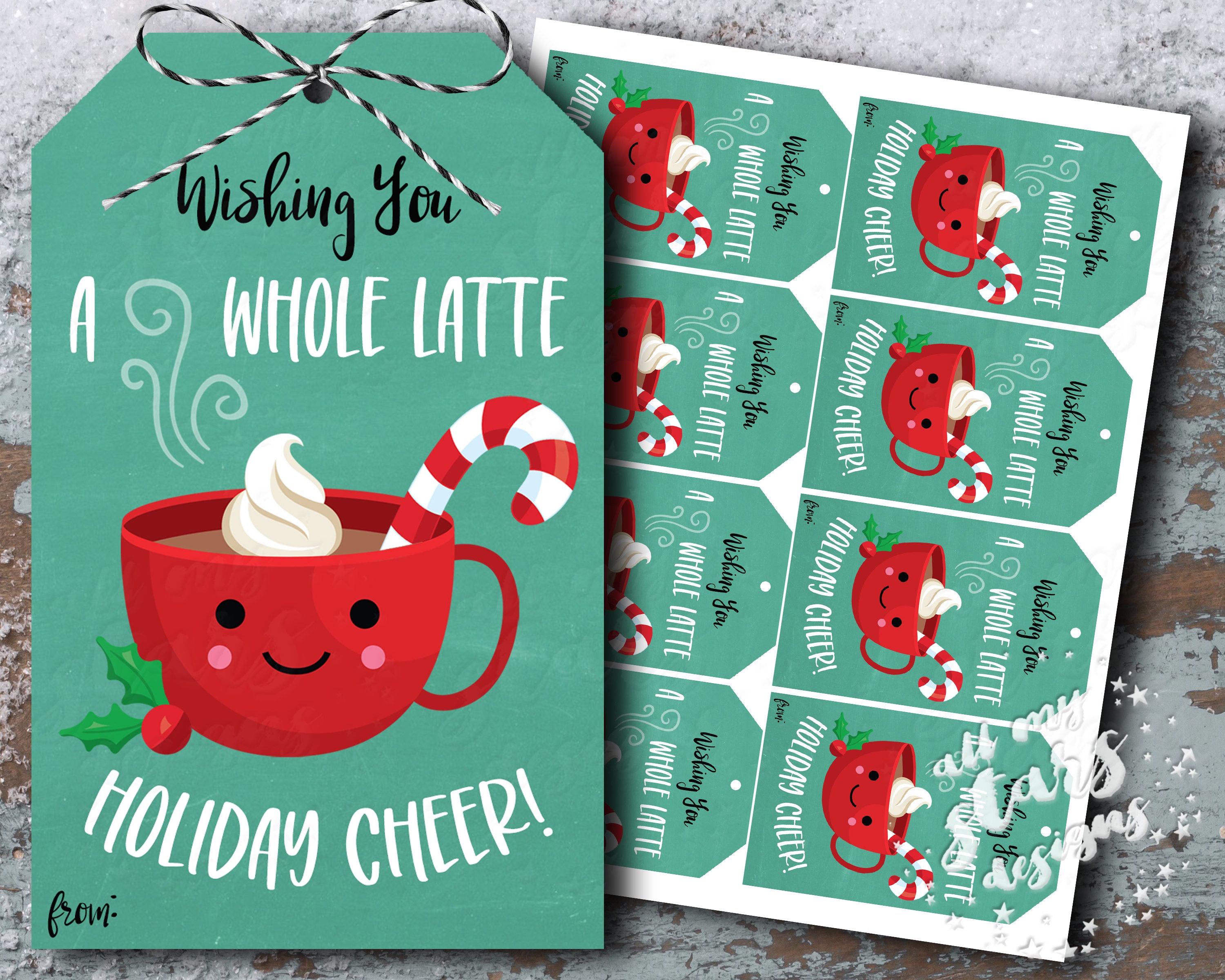 PRINTABLE Wishing You a Whole LATTE Holiday Cheer Coffee Tag | Etsy PRINTABLE Wishing You a Whole LATTE Holiday Cheer Coffee Tag | Etsy