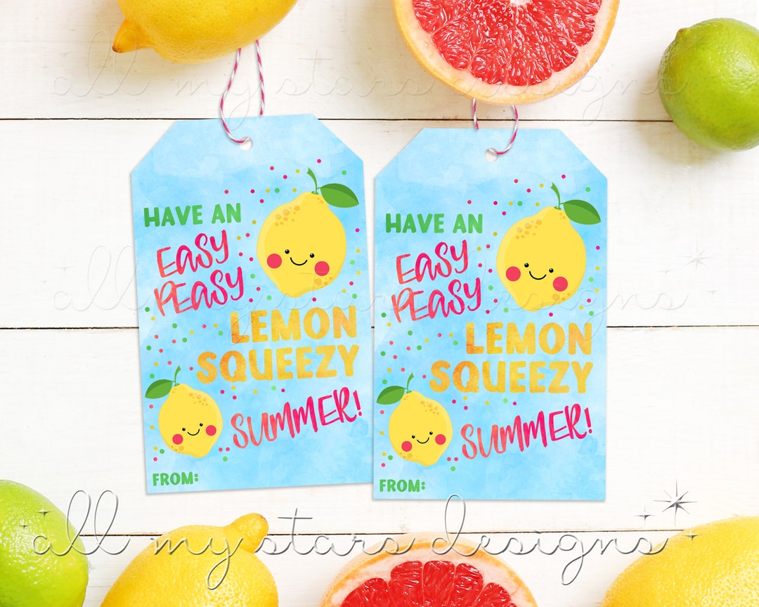 PRINTABLE Easy Peasy LEMON SQUEEZY Summer! Tag | Instant Download ...