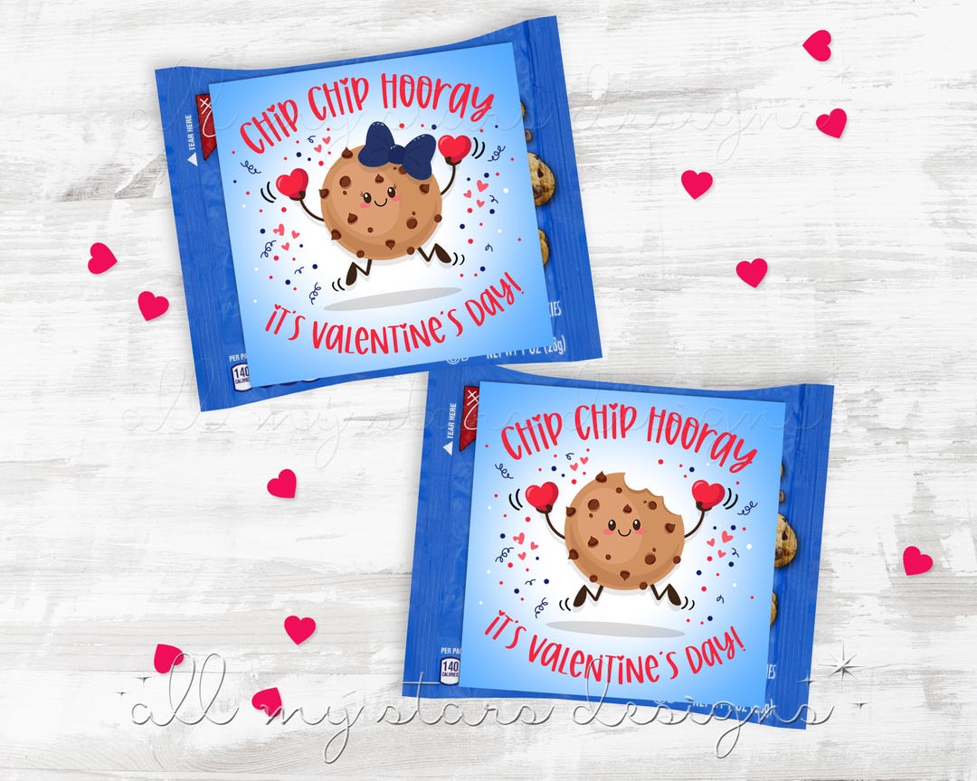 PRINTABLE Chip Chip Hooray It's Valentine's Day! Cookie Tag | Instant ...