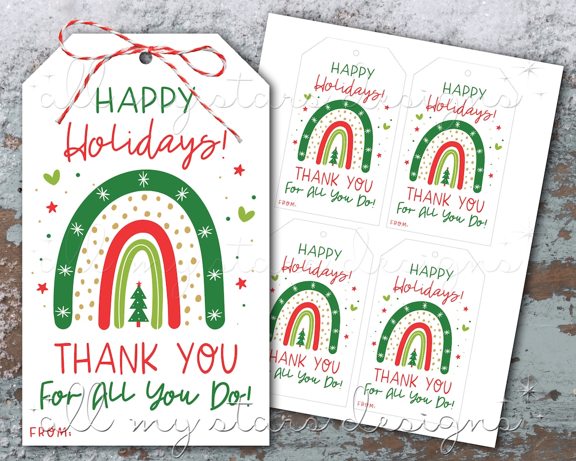 PRINTABLE Happy Holidays Thank You for All You Do Christmas - Etsy