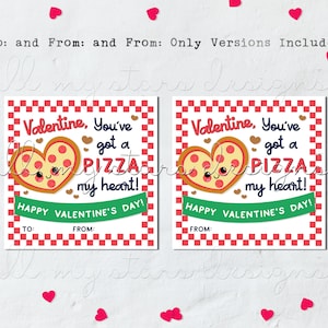 PRINTABLE Cute Pizza Valentine Cards Set of 4 Instant | Etsy