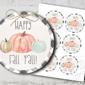 PRINTABLE Happy Fall Y'all! Watercolor Pumpkin Gift Tag | Instant ...