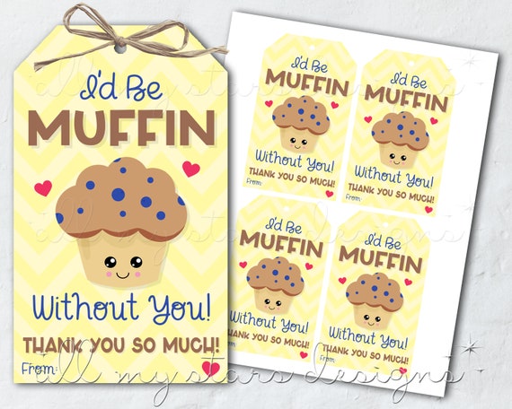 PRINTABLE I'd Be MUFFIN Without You Thank You so Much | Etsy