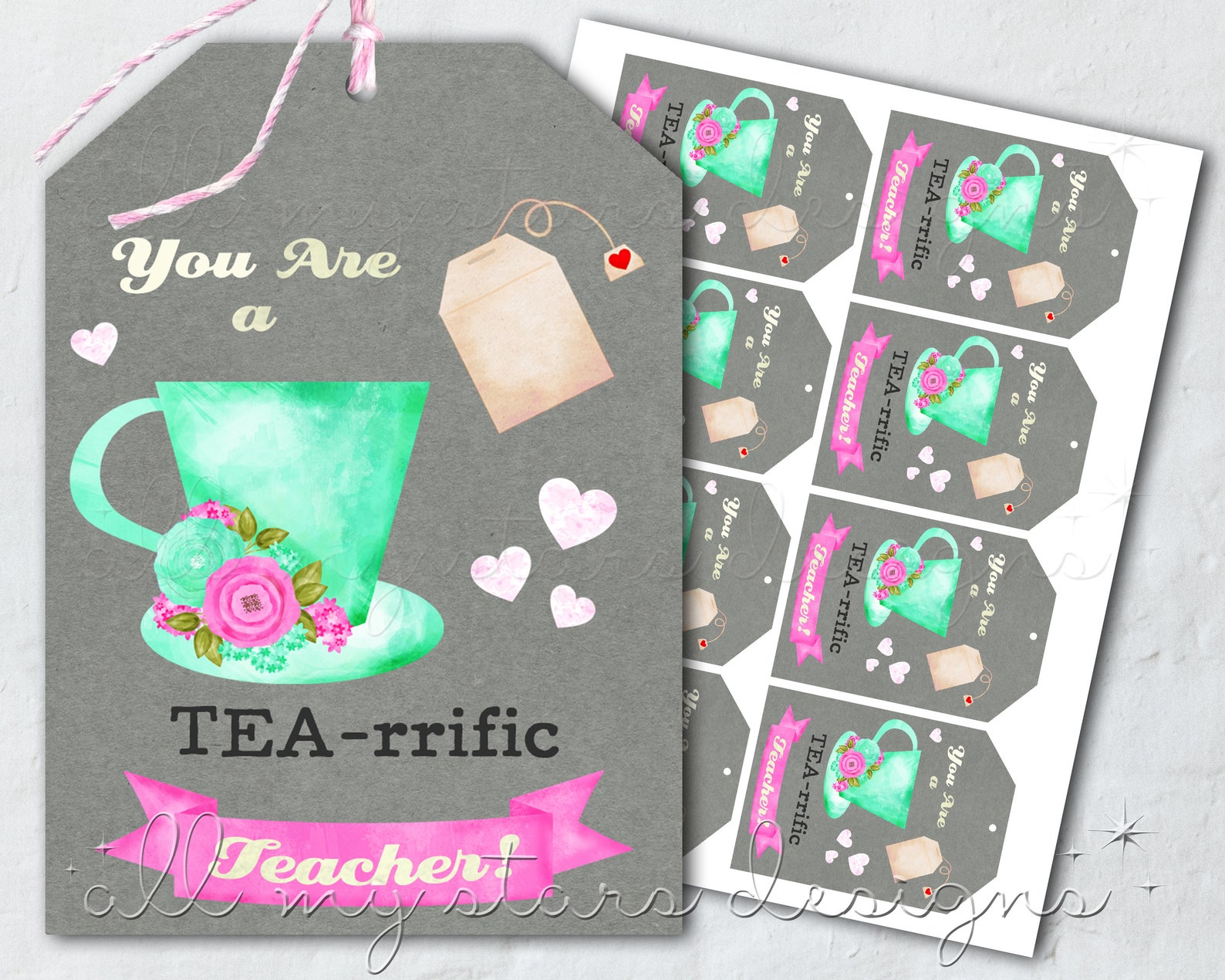 PRINTABLE You Are a Tea-rrific Teacher Tag Instant Download - Etsy