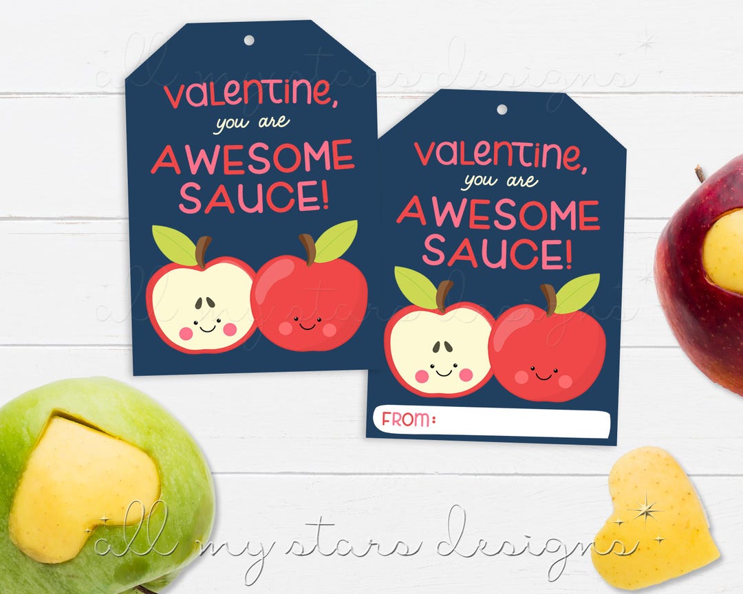 PRINTABLE Valentine, You Are AWESOME-SAUCE! Applesauce Pouch Tag ...