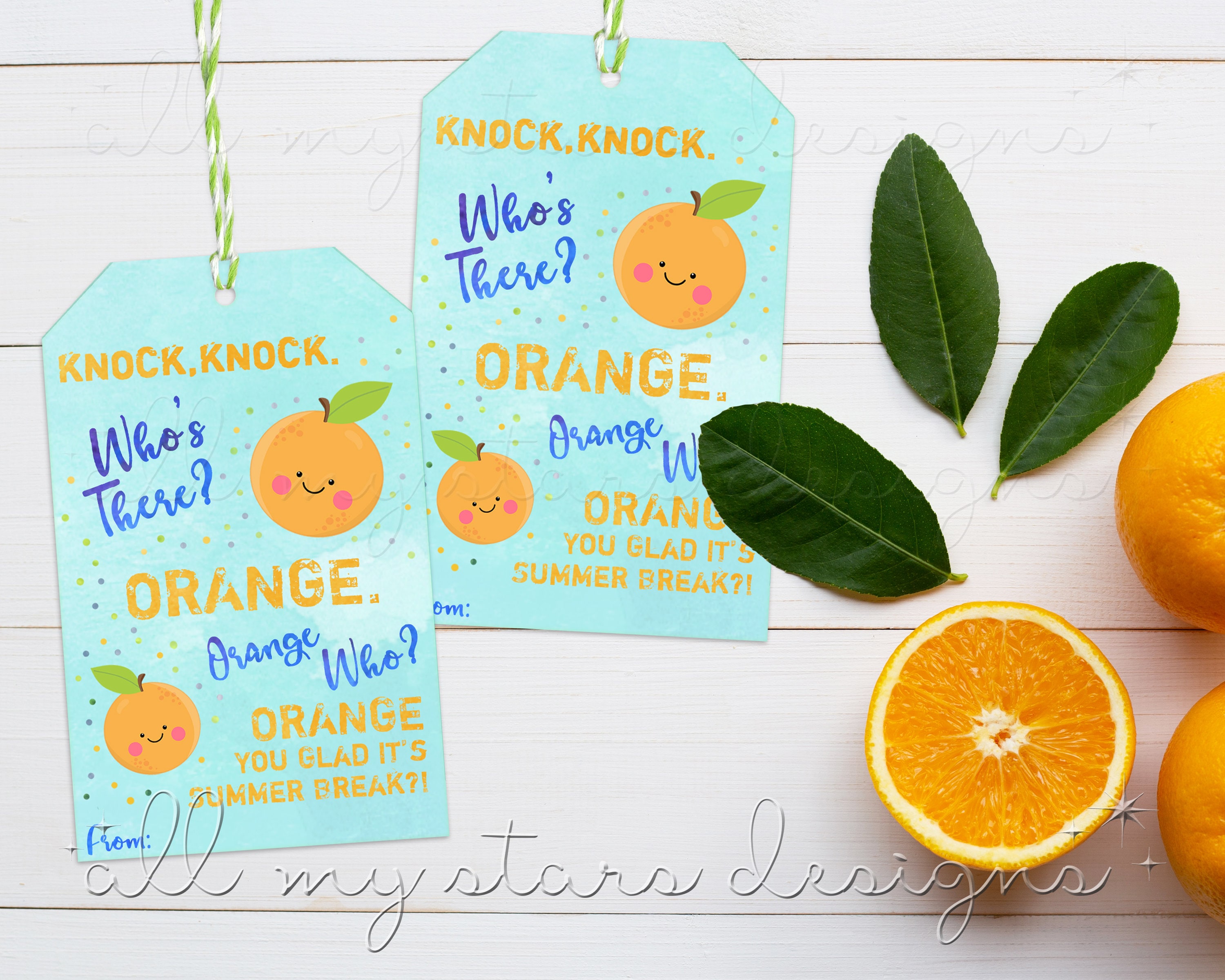 PRINTABLE ORANGE You Glad It's Summer Break! Tag | Instant Download ...