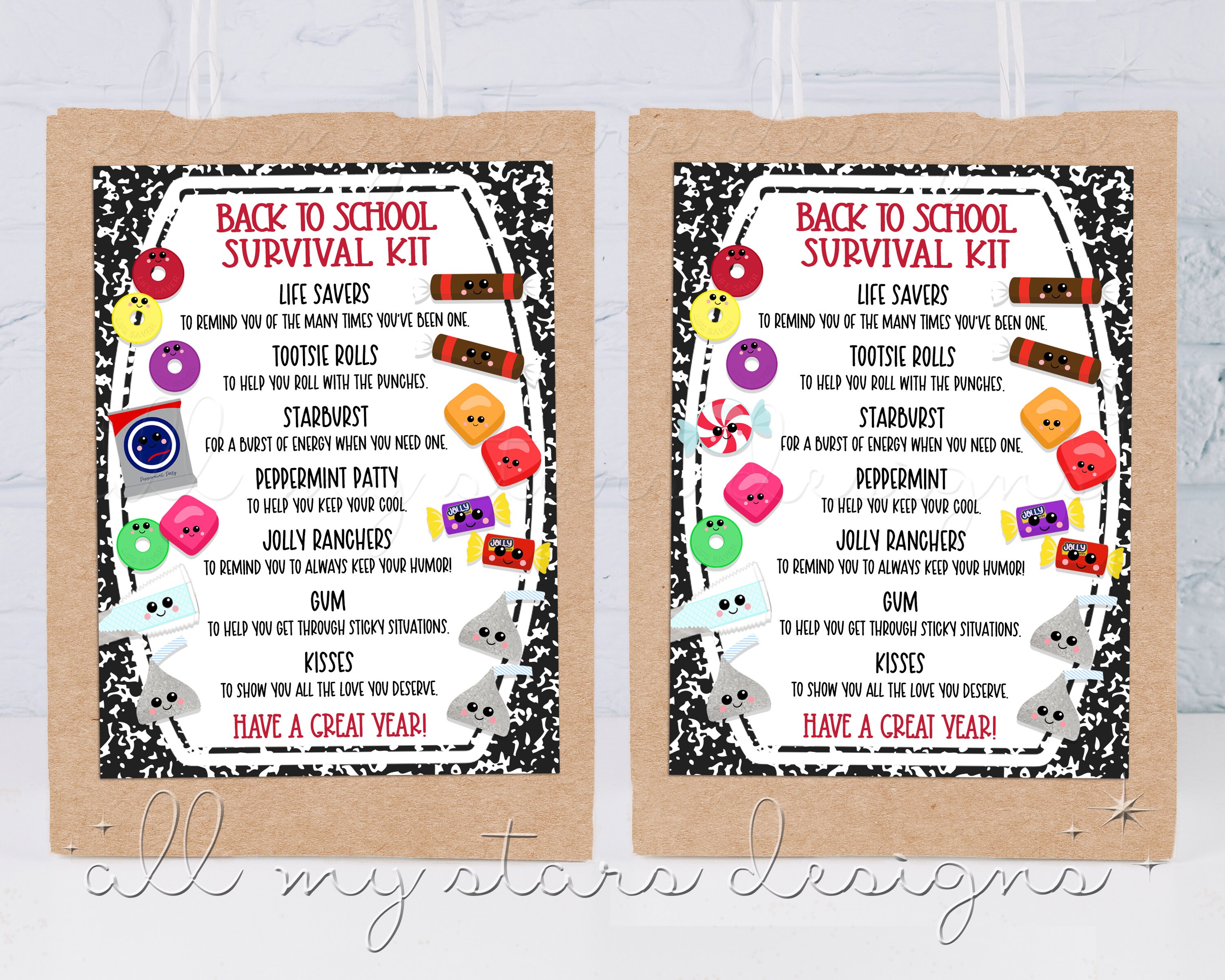 PRINTABLE Back to School Survival Kit Tag | Instant Download | First ...