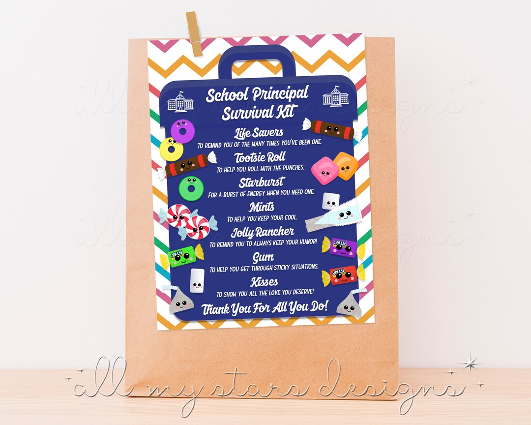 PRINTABLE School Principal Survival Kit Tag | Instant Download ...