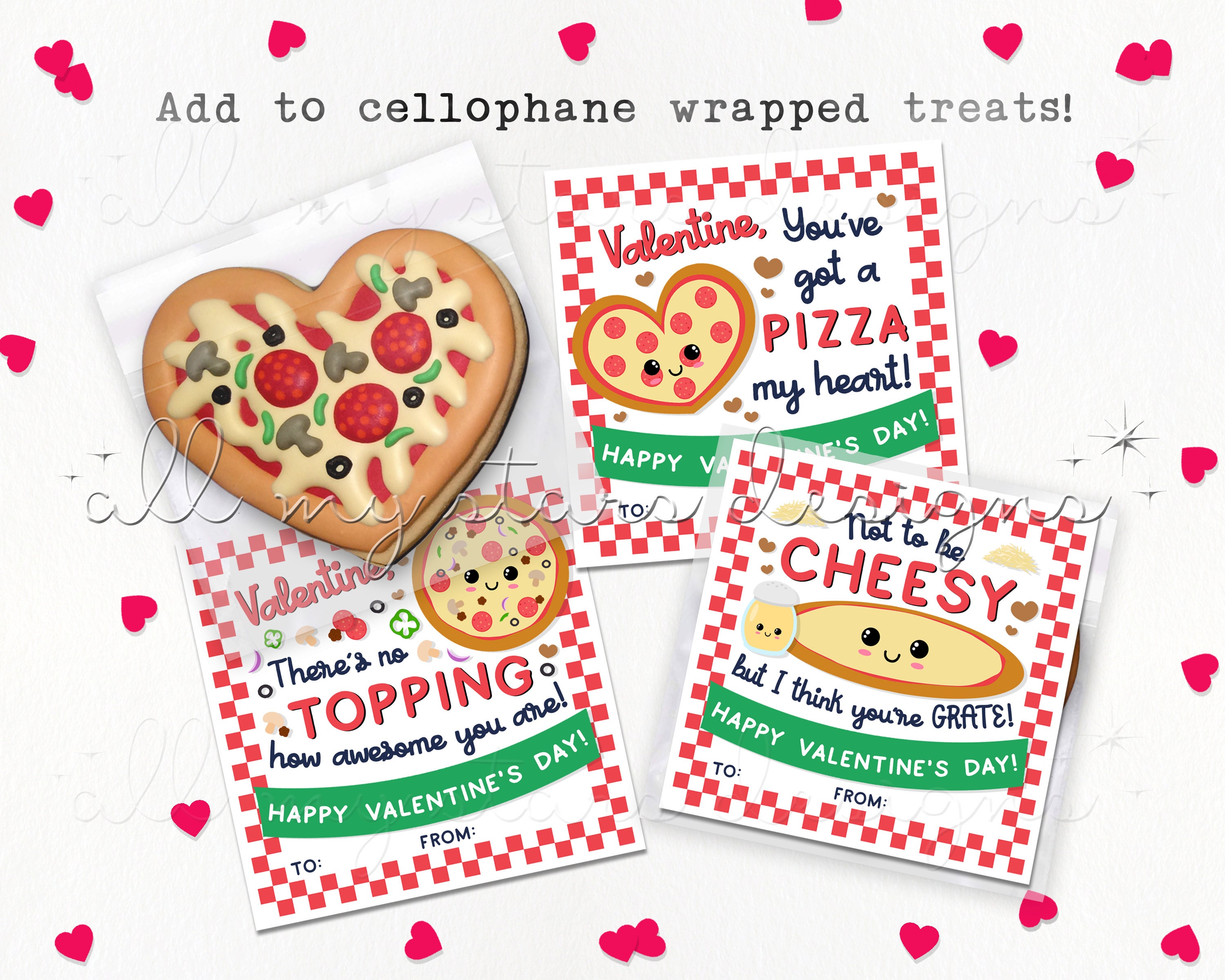PRINTABLE Cute Pizza Valentine Cards Set of 4 Instant - Etsy Canada