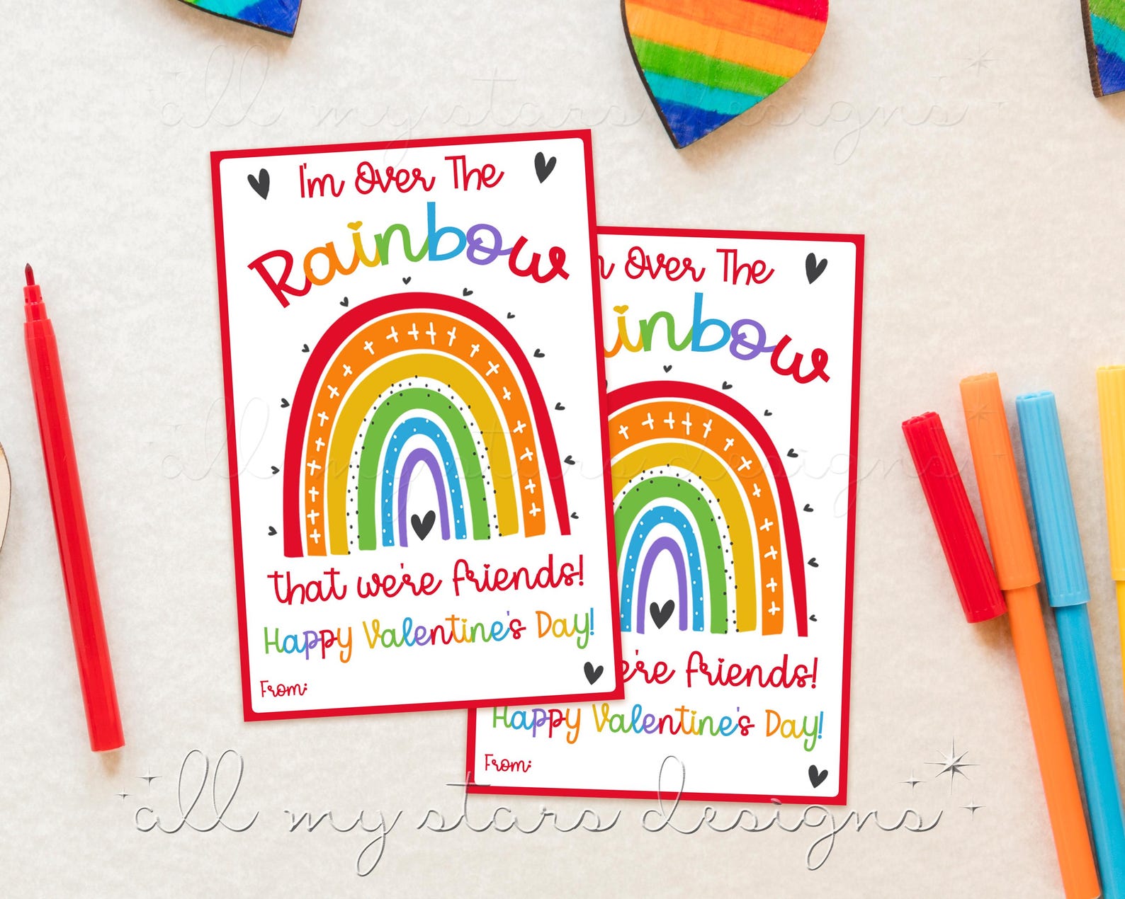 PRINTABLE I'm Over the Rainbow That We're Friends! Happy Valentine's ...