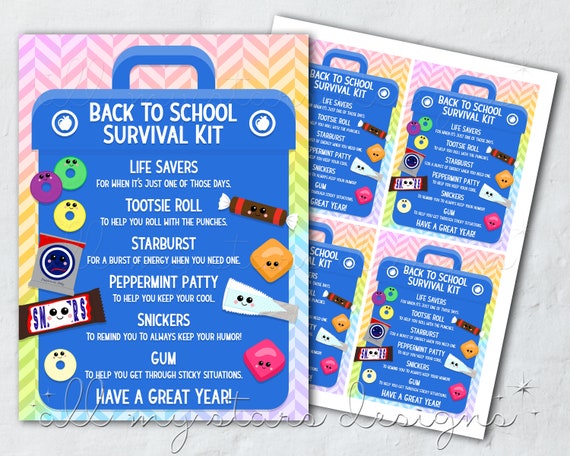 PRINTABLE Back to School Survival Kit Tag Instant Download - Etsy