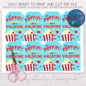 PRINTABLE Just POPPIN' Through With a Valentine for You! Popcorn Tag ...