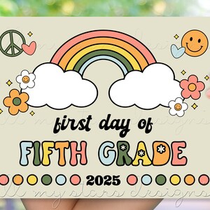 PRINTABLE First Day of Fifth Grade 2025 Retro Rainbow Sign | Instant ...