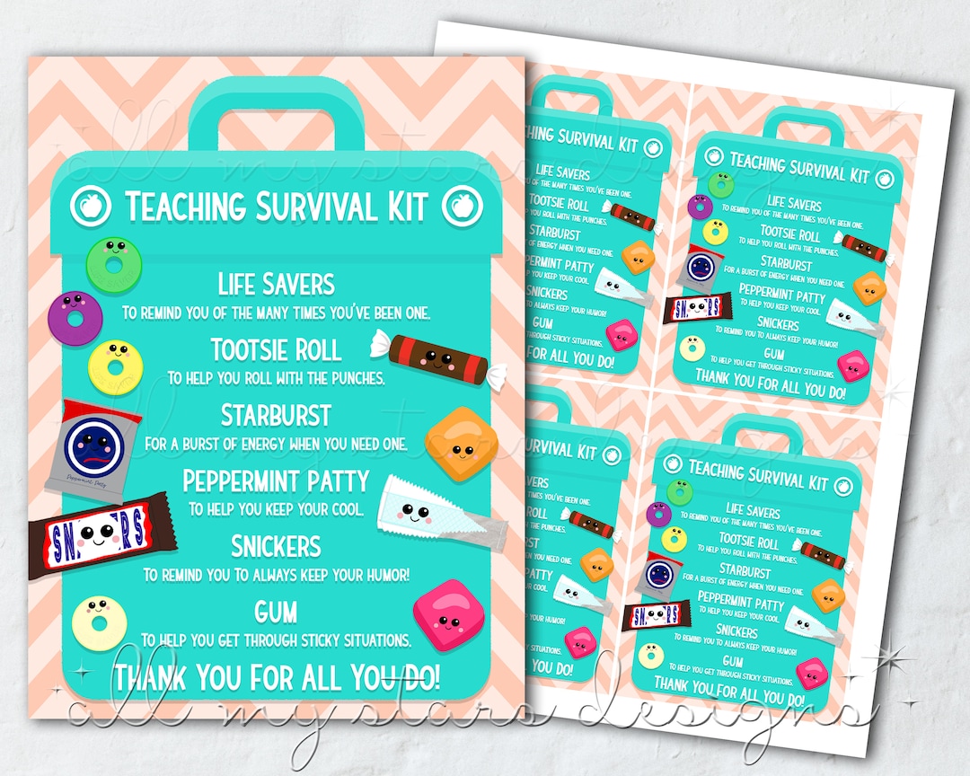 PRINTABLE Teaching Survival Kit Tag | Instant Download | Teacher ...