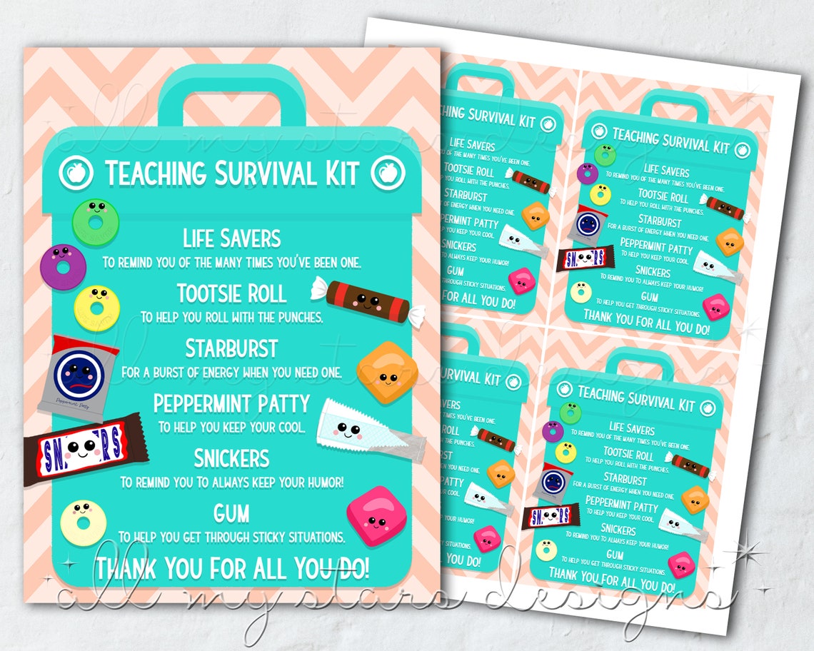 PRINTABLE Teaching Survival Kit Tag Instant Download - Etsy