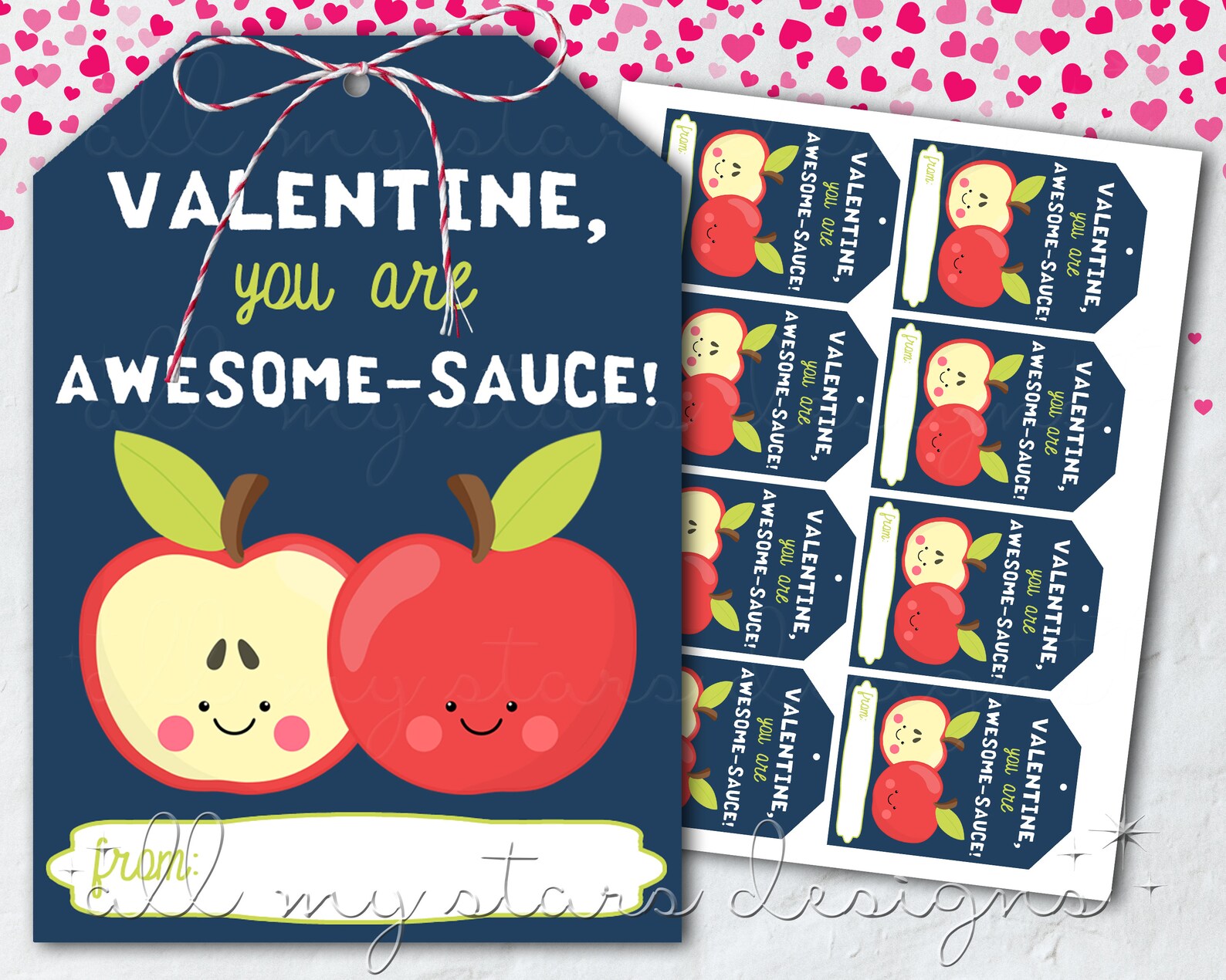 PRINTABLE Valentine You Are Awesome-sauce Applesauce Pouch | Etsy