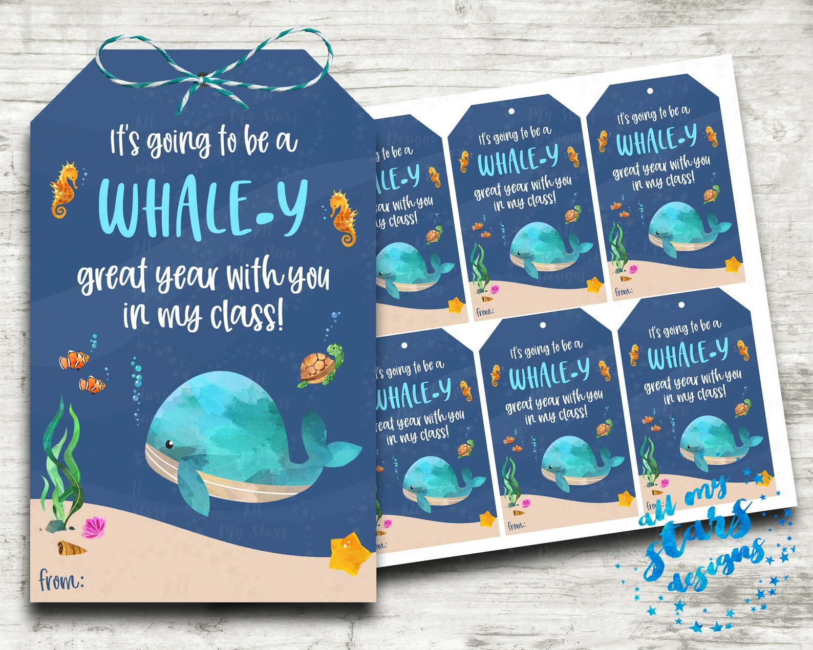 PRINTABLE It's Going to Be a WHALE-Y Great Year With You - Etsy