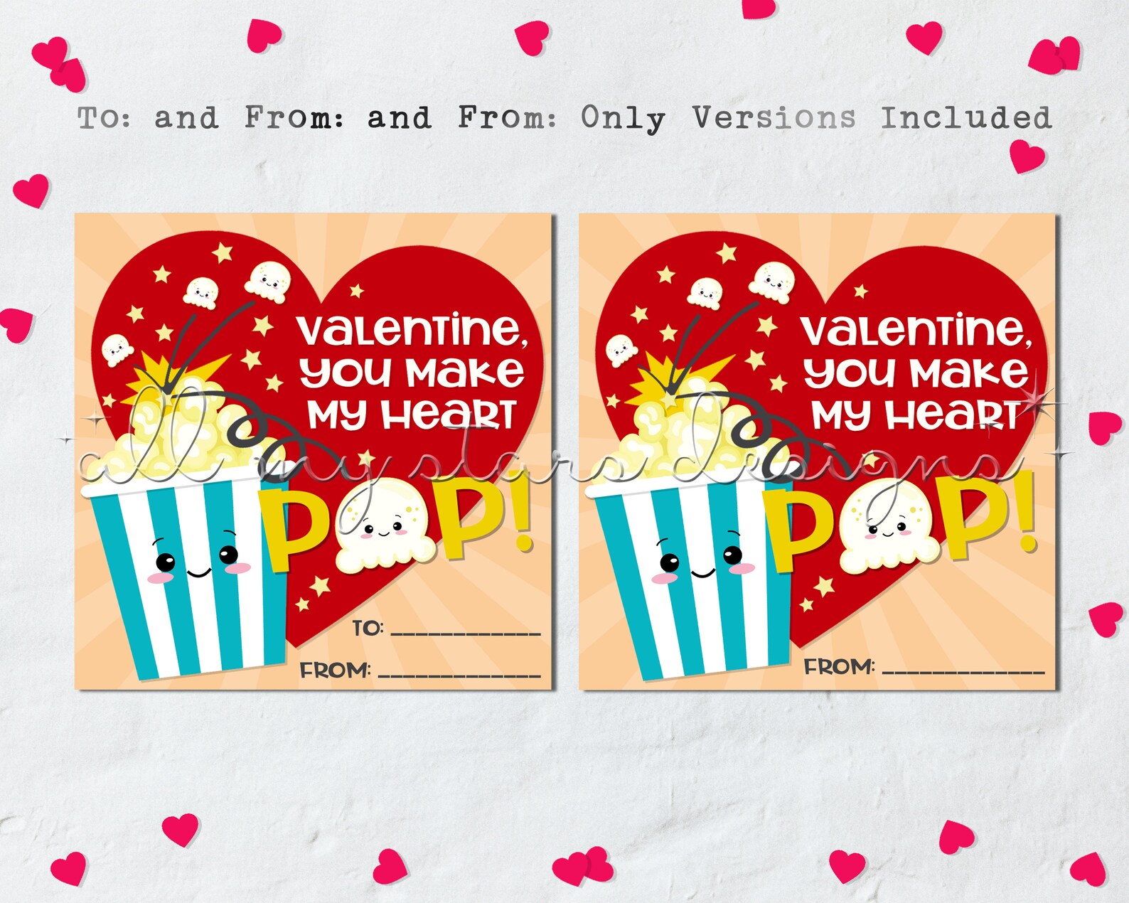 PRINTABLE Valentine, You Make My Heart POP! Popcorn Tag | Instant ...
