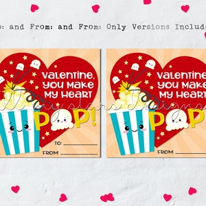 PRINTABLE Valentine, You Make My Heart POP! Popcorn Tag | Instant ...