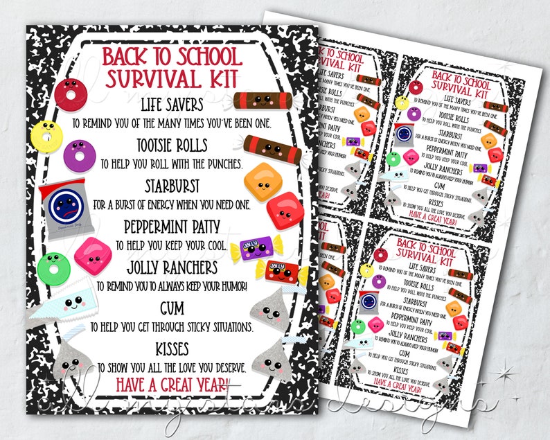 PRINTABLE Back to School Survival Kit Tag Instant Download - Etsy