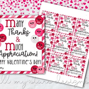 PRINTABLE M-any Thanks and M-uch Appreciation Happy Valentine's Day M&M ...