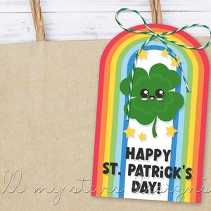 PRINTABLE Happy St. Patrick's Day! Rainbow and Shamrock Tag | Instant ...