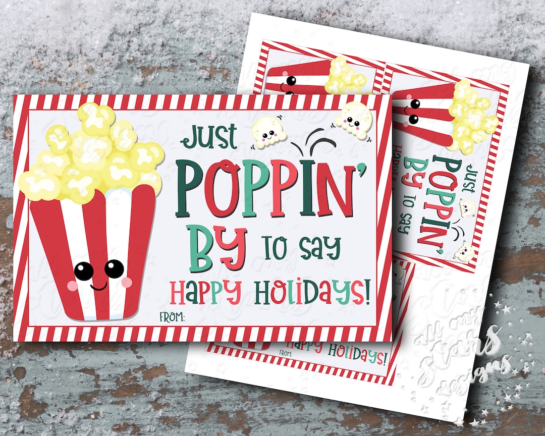 PRINTABLE Just POPPIN' BY to Say Happy Holidays! Tag | Instant Download ...
