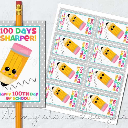 Printable 100 Days of School Tags 100th Day Printable Teddy - Etsy