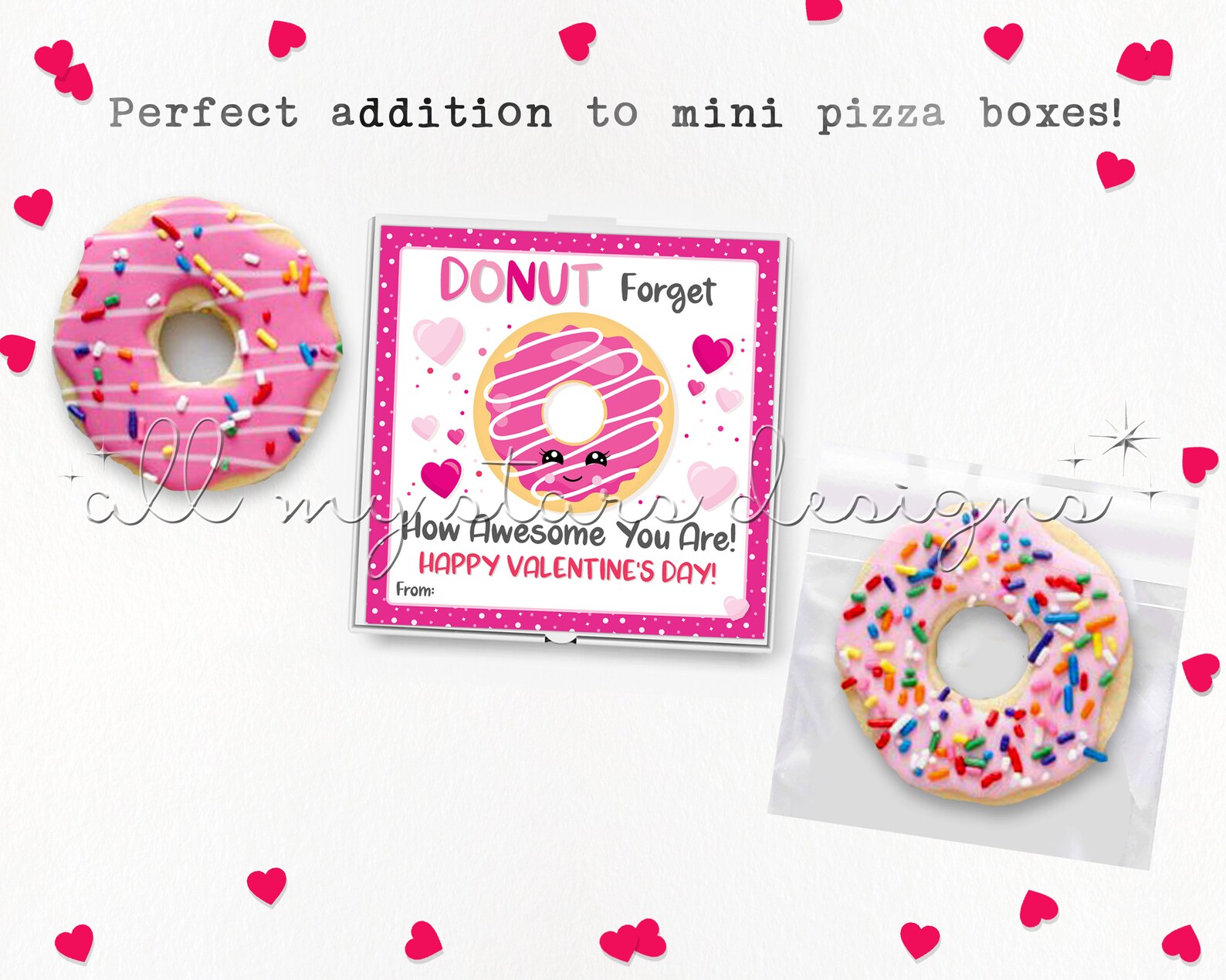 PRINTABLE Cute Donut Valentine Cards - Set of 4 | Instant Download ...