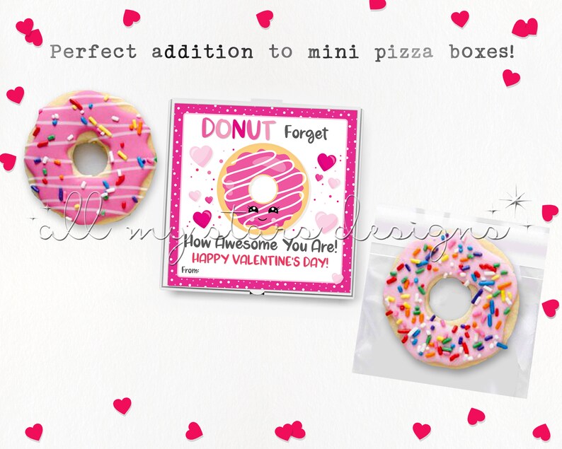 PRINTABLE Cute Donut Valentine Cards Set of 4 Instant | Etsy